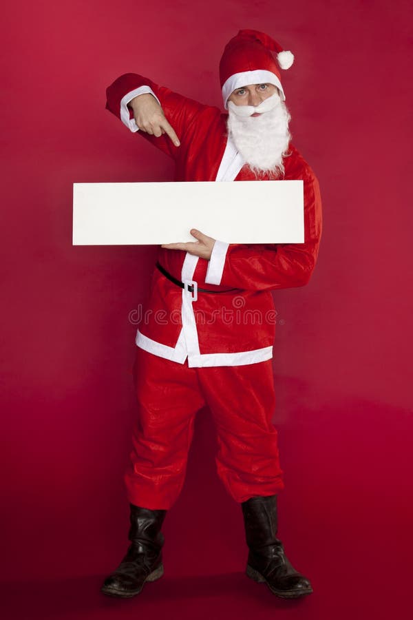 Santa Claus, Points To the Advertisement in His Hand Stock Photo ...