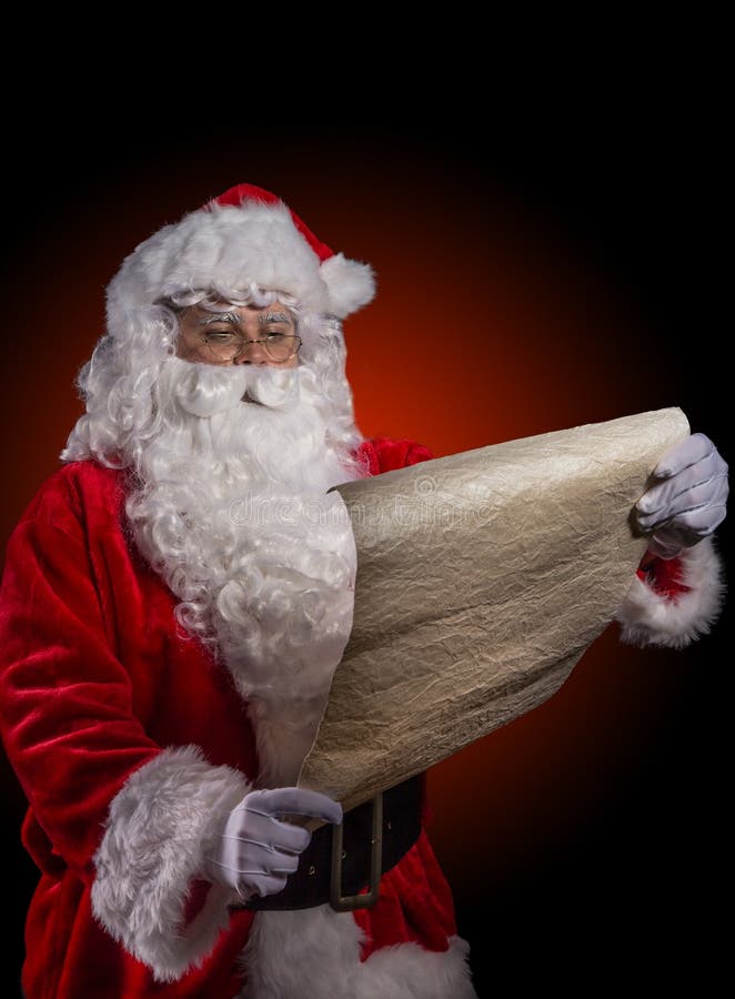 Santa Claus Posing on Dark Red Background. Stock Image - Image of ...