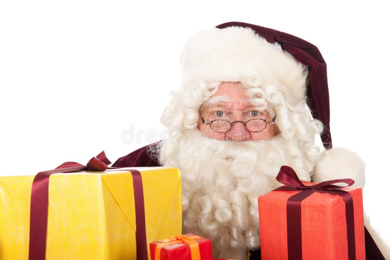 Santa Claus with presents stock photo. Image of portrait - 28001404