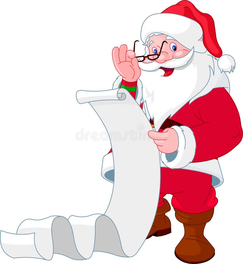 Santa Claus Reading List of Gifts Stock Vector - Illustration of ...