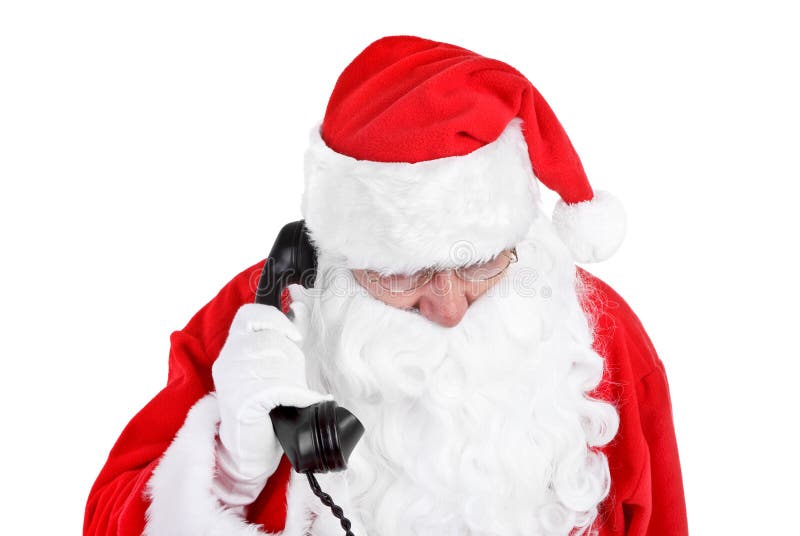 Santa Claus Receives A Phone Call Stock Image - Image of part, studio ...