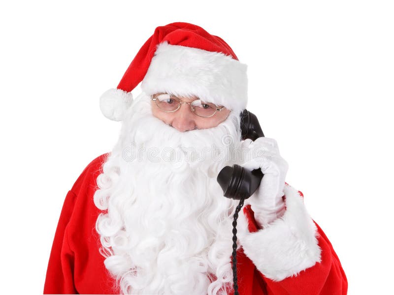 Santa Claus Receives a Phone Call Stock Image - Image of call, season ...