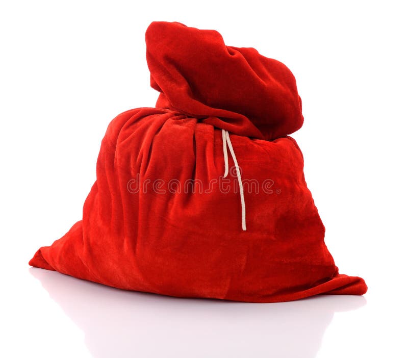 Santa Claus Red Bag Full, on White Background Stock Photo - Image of ...