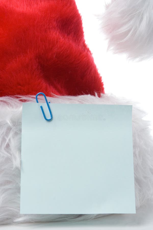 Santa Claus Red Cap with Note Stock Photo - Image of blank, reminder ...