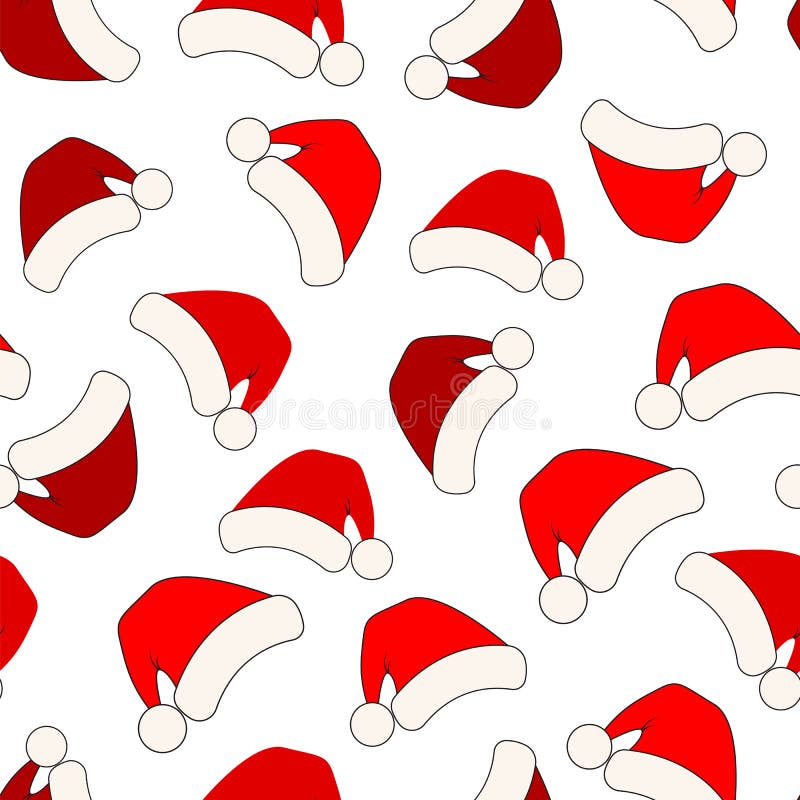 Santa Claus Red Hat Pattern Stock Vector - Illustration of tradition ...