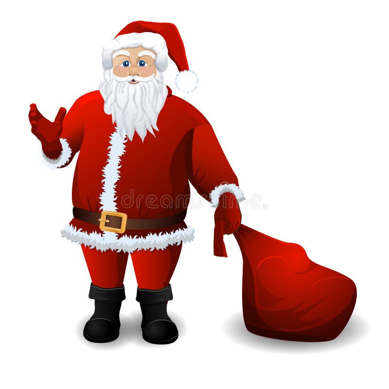 Santa Claus with Red Sack Over White Stock Vector - Illustration of ...