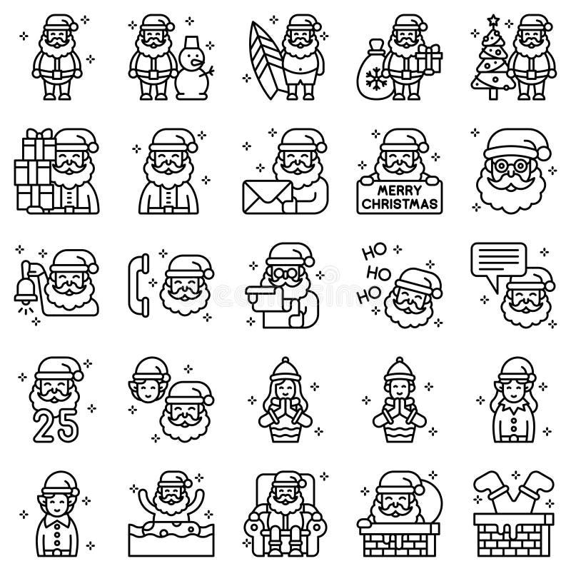 Santa Claus Related Vector Icon Set Stock Illustration - Illustration ...