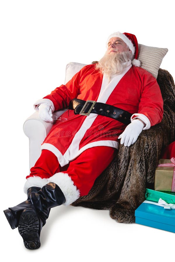 Santa Claus Sleeping On A Modern Sofa Stock Image - Image of mature ...