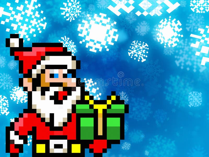Santa Claus Retro Pixel Game 8-bit Style Background Stock Illustration ...