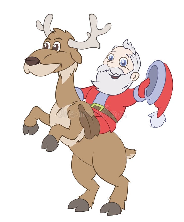 Santa Claus rides the deer stock vector. Illustration of fantasy - 42351894