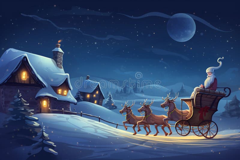 Santa Claus Rides a Magic Sleigh. AI Generated Stock Image - Image of ...