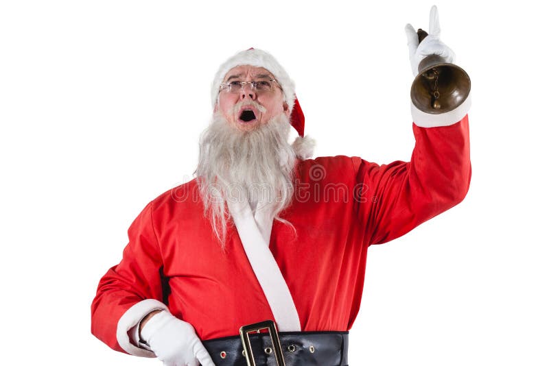 Santa Ringing Bell with Sack and Snowflake Christmas Pattern and Blank ...