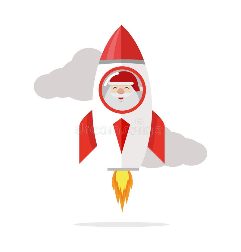 Santa In Space Rocket Merry Christmas Cartoon Stock Vector ...