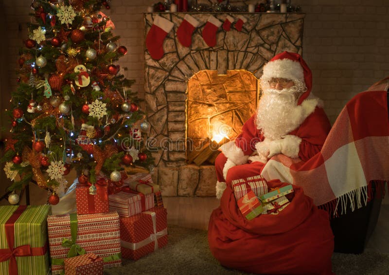 Santa Claus in a room stock image. Image of merry, person - 130253829