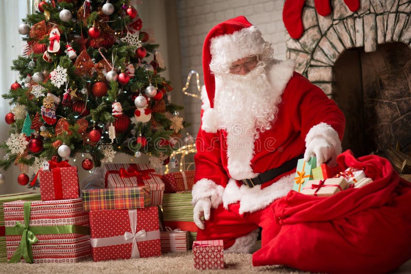Santa Claus in a room stock photo. Image of claus, christmas - 130257050
