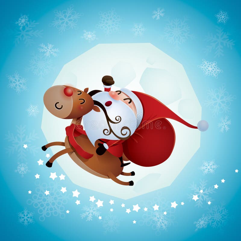 Santa Claus and Rudolph stock vector. Illustration of claus - 47031505