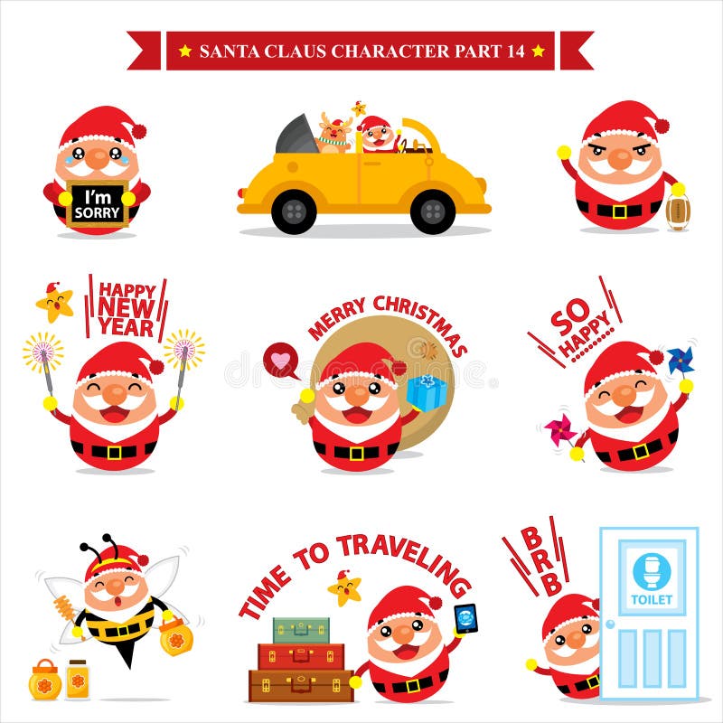 Santa Claus sets stock vector. Illustration of enjoy - 58360781