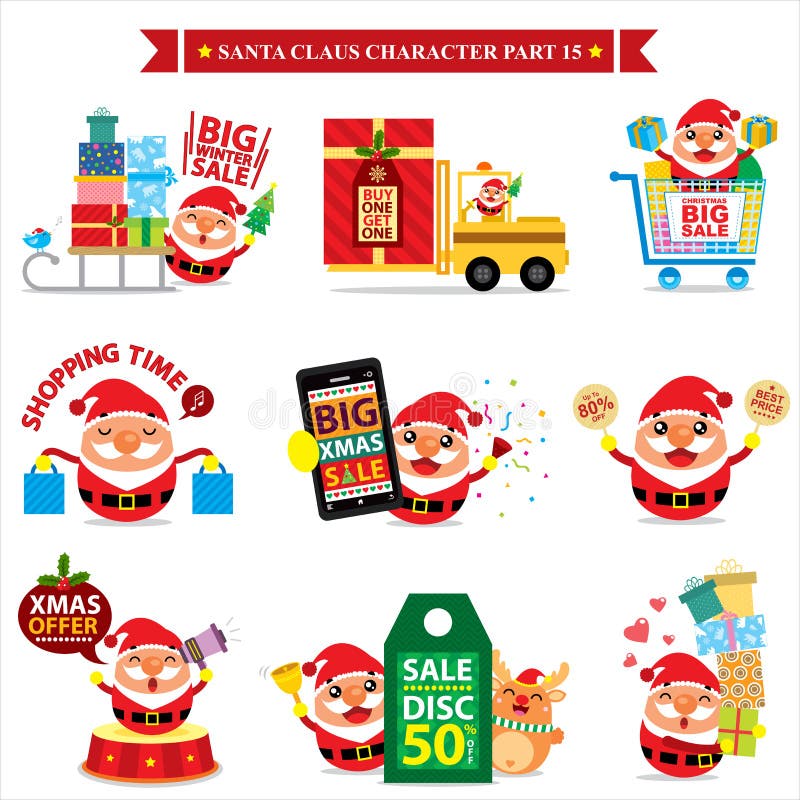 Santa Claus sets stock vector. Illustration of character - 58360872