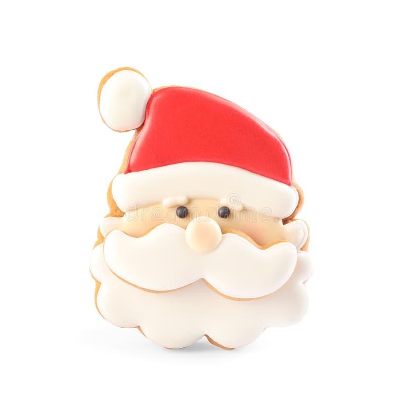 Santa Claus Shaped Christmas Cookie on White Stock Image - Image of ...