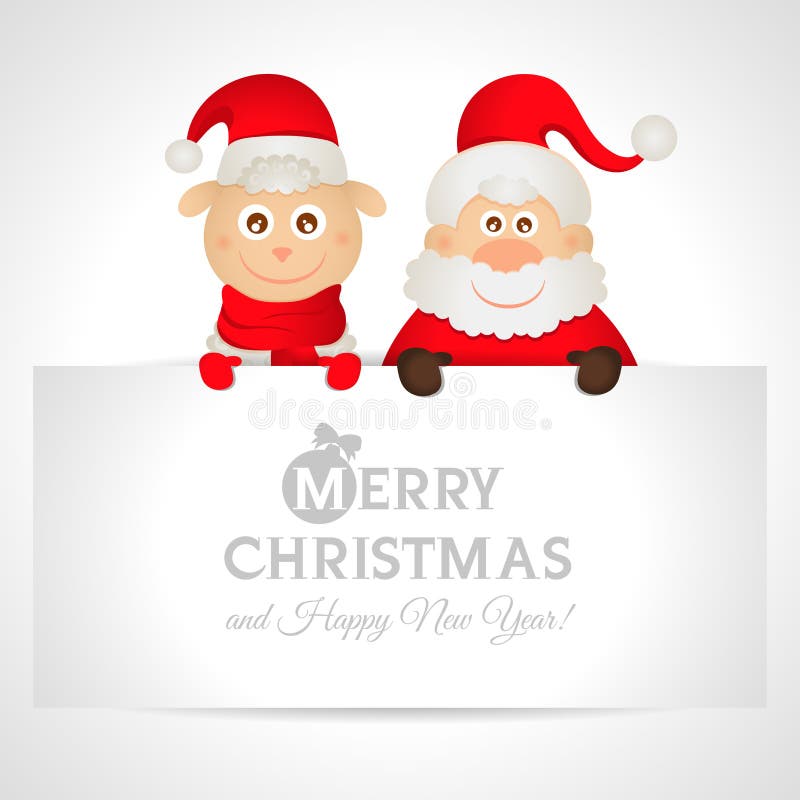 Santa Claus and Sheep with a Place for Text Stock Vector - Illustration ...