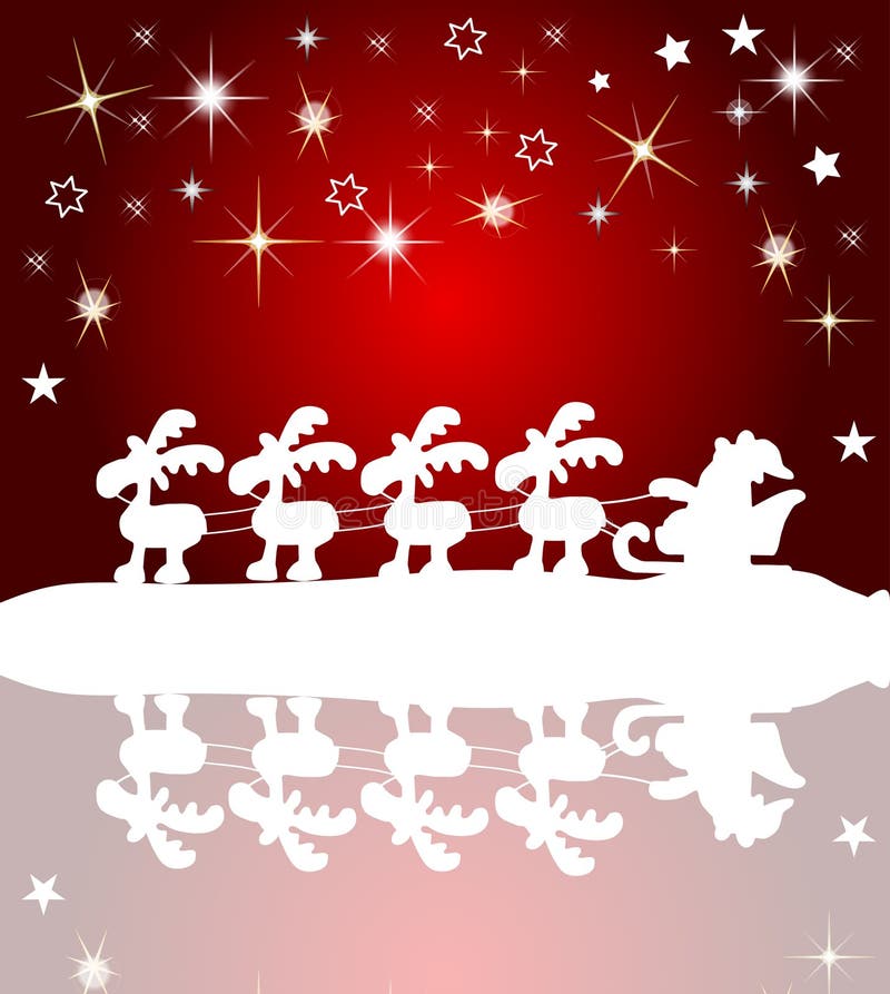 Santa Claus Silhouette with Stars and Reflection Stock Illustration ...