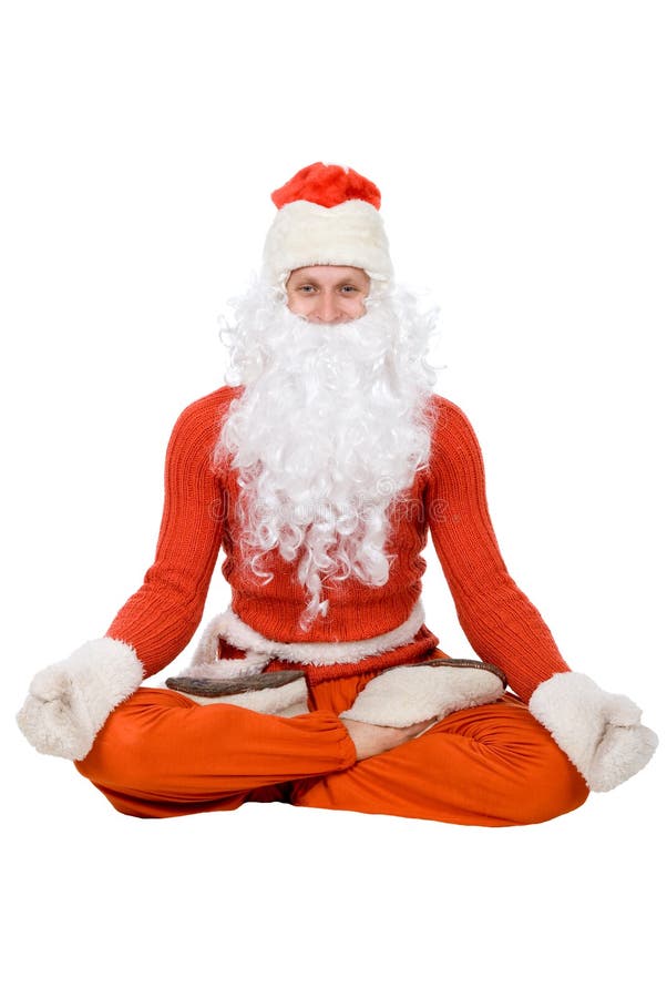 Santa Claus Sit on Half Twine and Stretching Stock Image - Image of ...