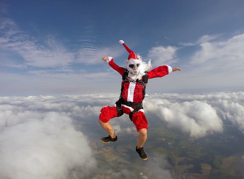Santa Claus Skydiver stock image. Image of madness, beautiful - 62417221