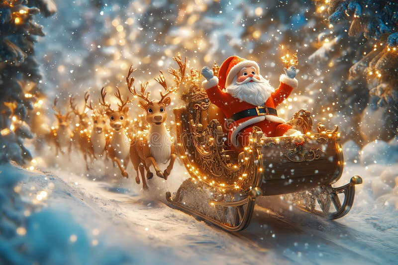 Santa Claus Sled, AI Generated Stock Illustration - Illustration of ...