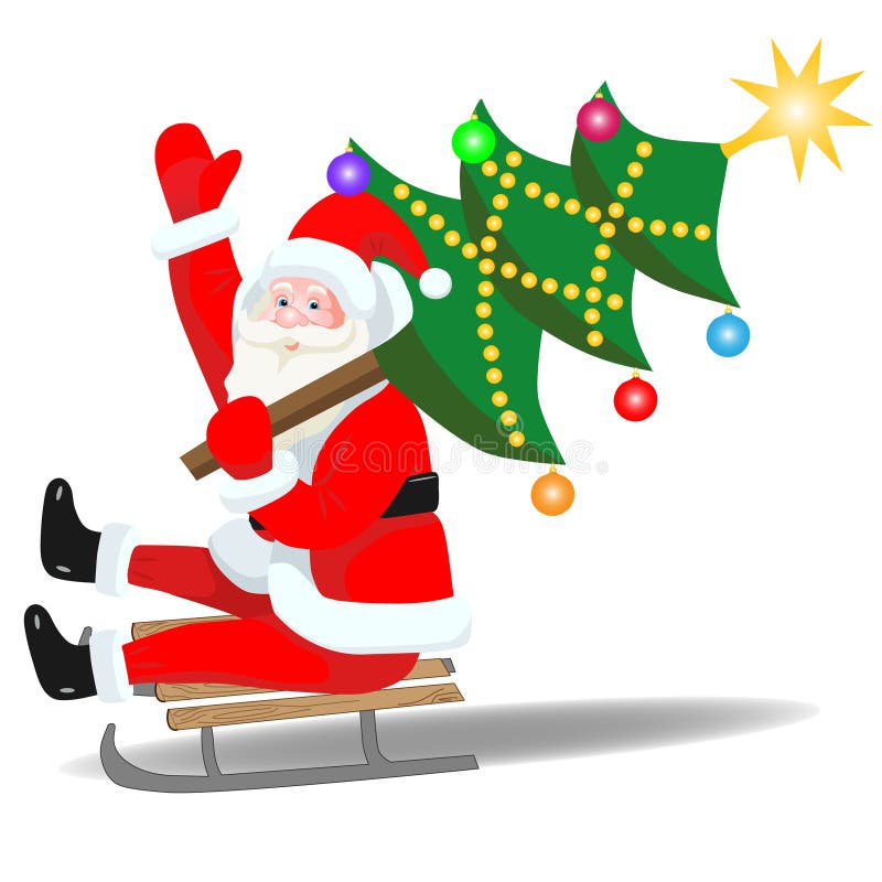Santa Claus on a sled stock vector. Illustration of celebration - 163385433