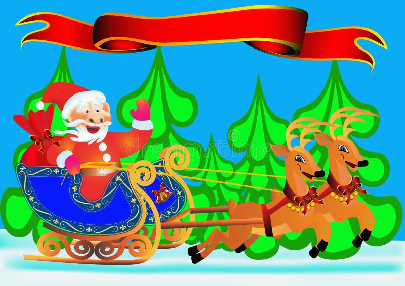 Santa Claus on a sledge stock vector. Illustration of childhood - 16809891