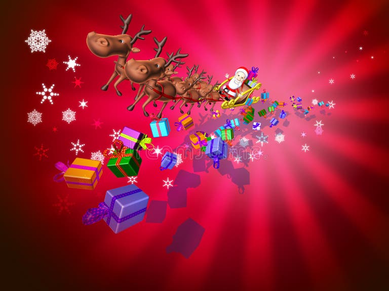 Santa Claus on a sledge stock illustration. Illustration of papa - 3681887