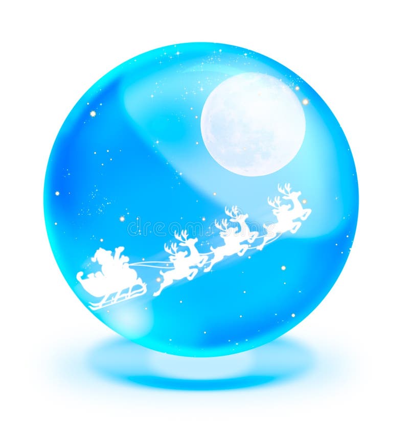 Santa Claus on Sledge in Crystal Ball Stock Illustration - Illustration ...