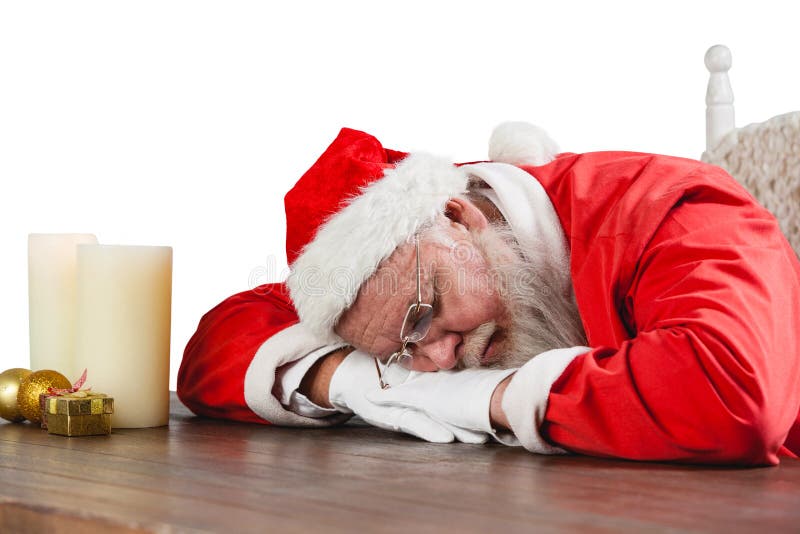 Exhausted Santa Sleeping on the Rug Stock Image - Image of father, time ...