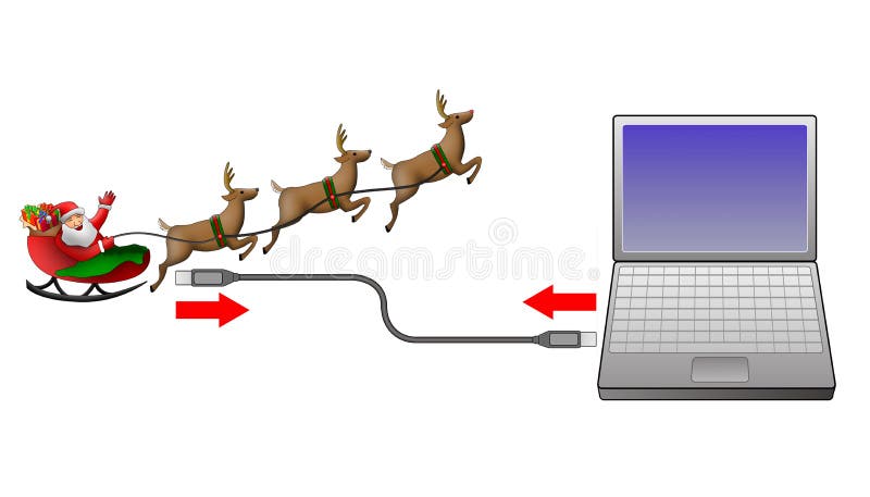 Santa Claus Sleigh Computer Stock Illustration - Illustration of season ...