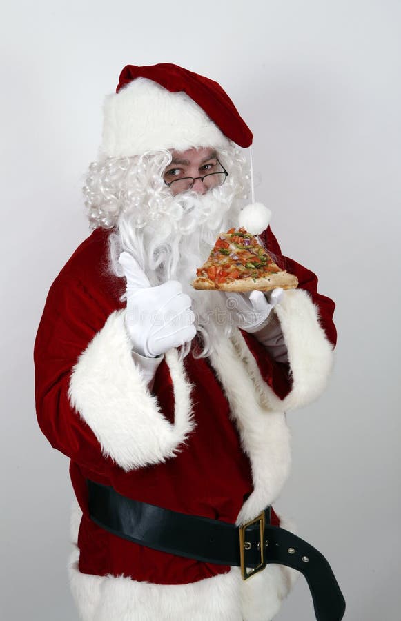 Santa Claus Smiling and Eating Pizza Stock Image - Image of slice ...