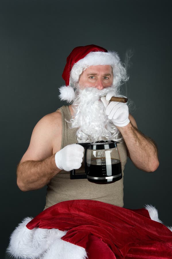 Santa Claus Smoking a Cigar Stock Photo - Image of cigar, relaxing ...