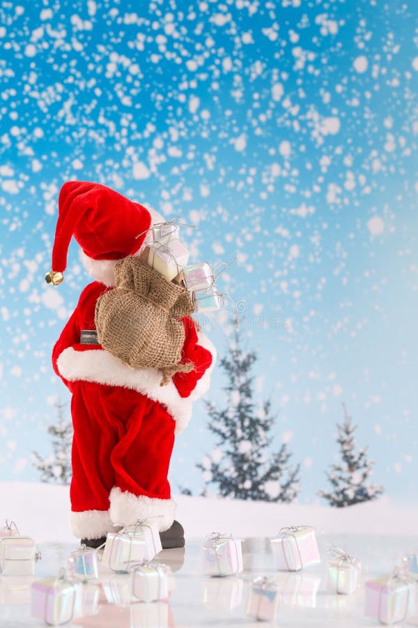 Santa Claus on the snow stock photo. Image of space, celebration - 62814350