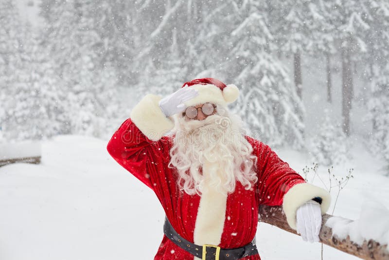 Santa Claus Lies on the Snow in Winter for Christmas Stock Image ...