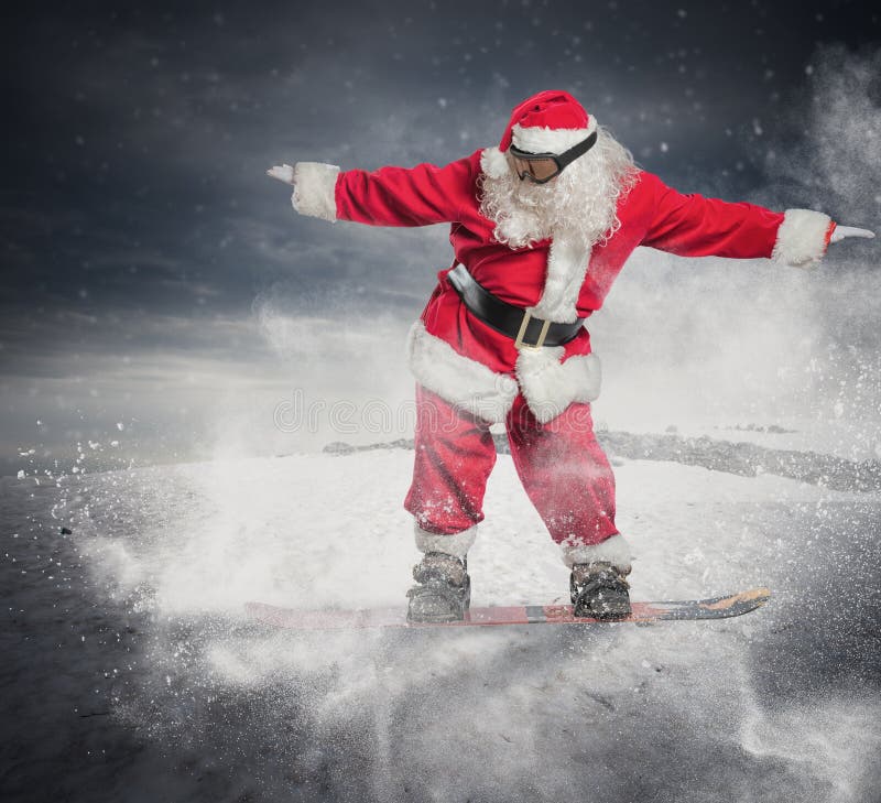 Santa Claus with snowboard stock image. Image of winter - 46809953