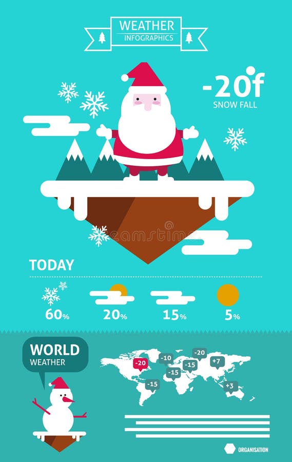 Santa Claus and Snowfall Weather Info Graphics. Stock Vector ...