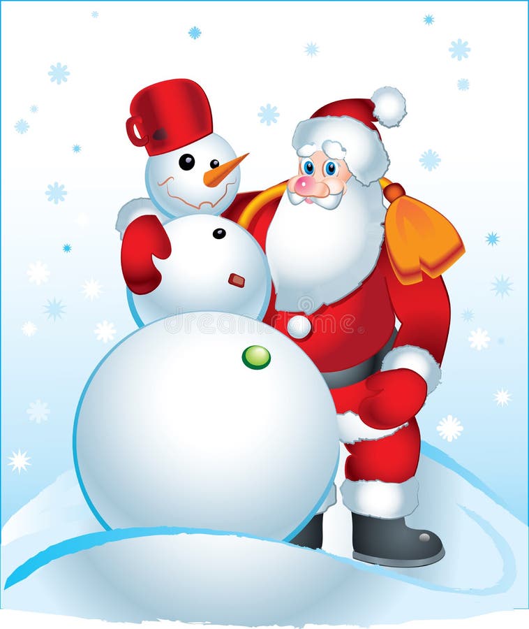 Santa Claus and Snowman Plays Curling Stock Illustration - Illustration ...