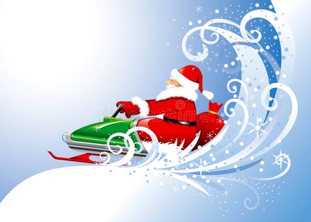 Santa Claus on a Snowmobile. Vector Editable. Stock Vector ...
