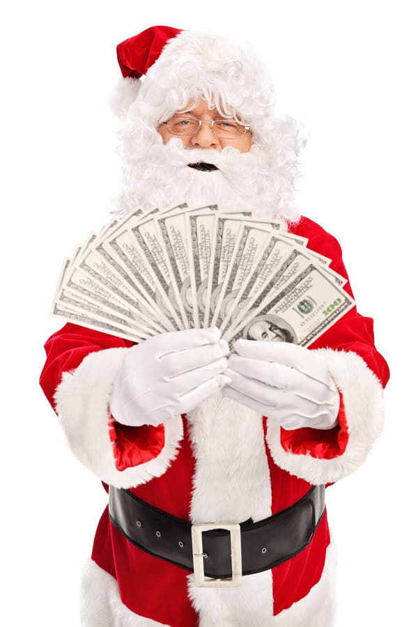 Santa Claus Spreading a Stack of Money Stock Image - Image of claus ...