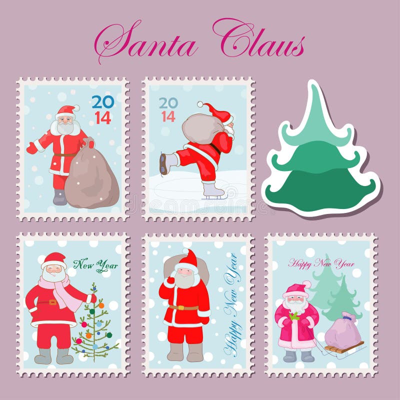 Christmas postage stamps. stock vector. Illustration of blue - 21699443