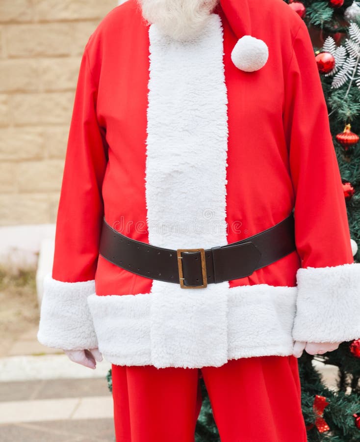 Santa Claus Standing Against Tree Stock Image - Image of outdoor ...