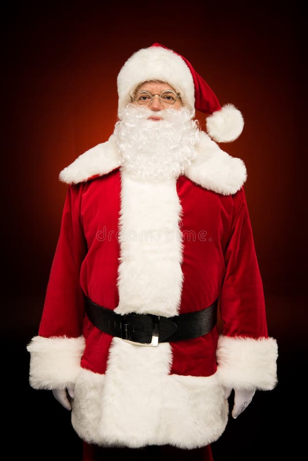 Santa Claus Standing and Looking at Camera Stock Image - Image of ...