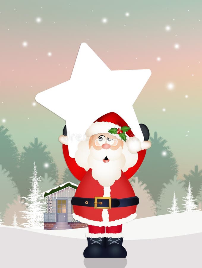 Santa Claus with star stock illustration. Illustration of postcard ...
