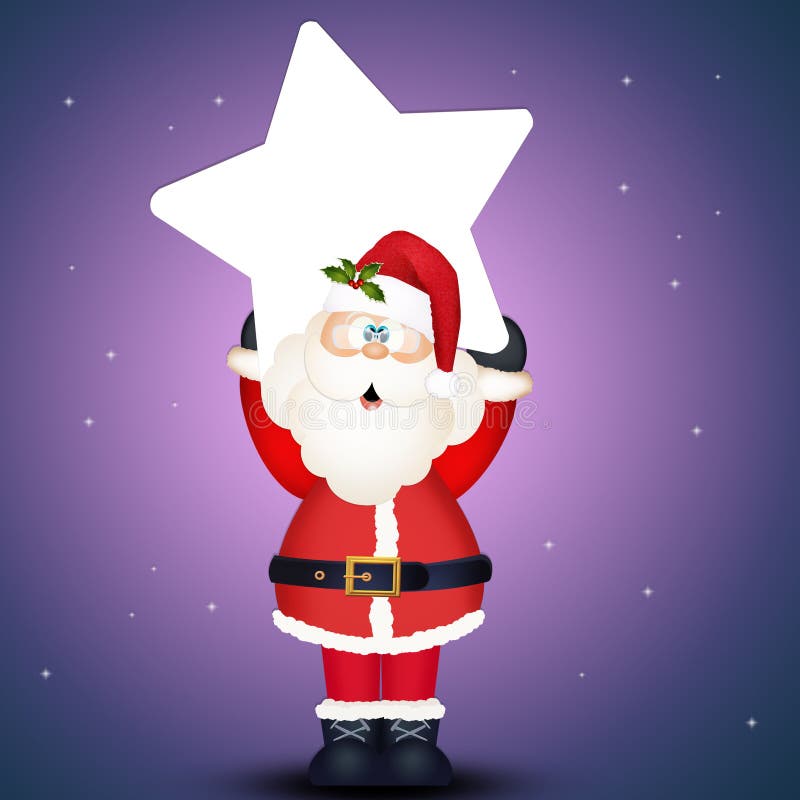 Santa Claus with star stock illustration. Illustration of sign - 132140429