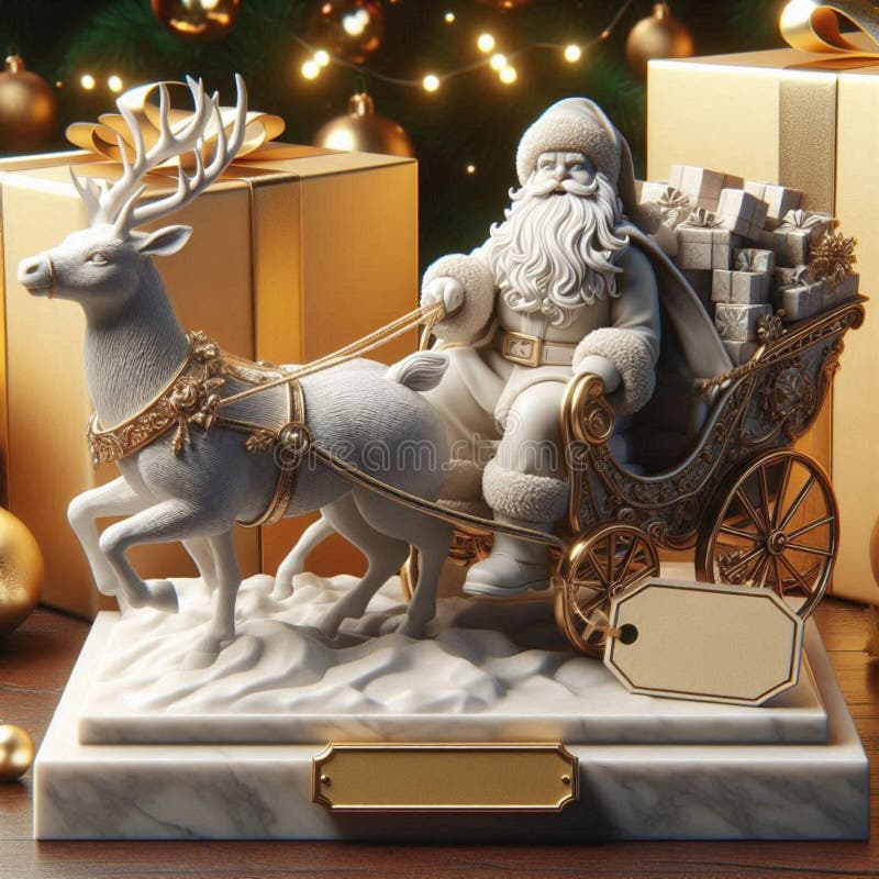 Santa Claus Statue Plaque with Name Tag Stock Illustration ...