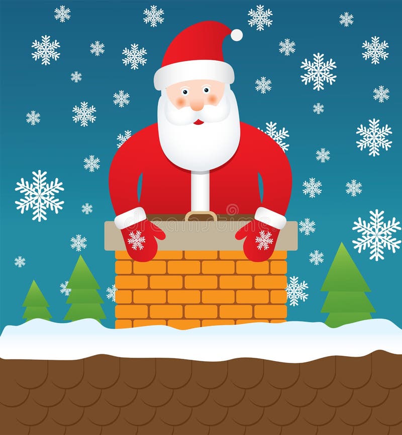 Santa Claus Stuck in Chimney, Illustration Stock Illustration ...
